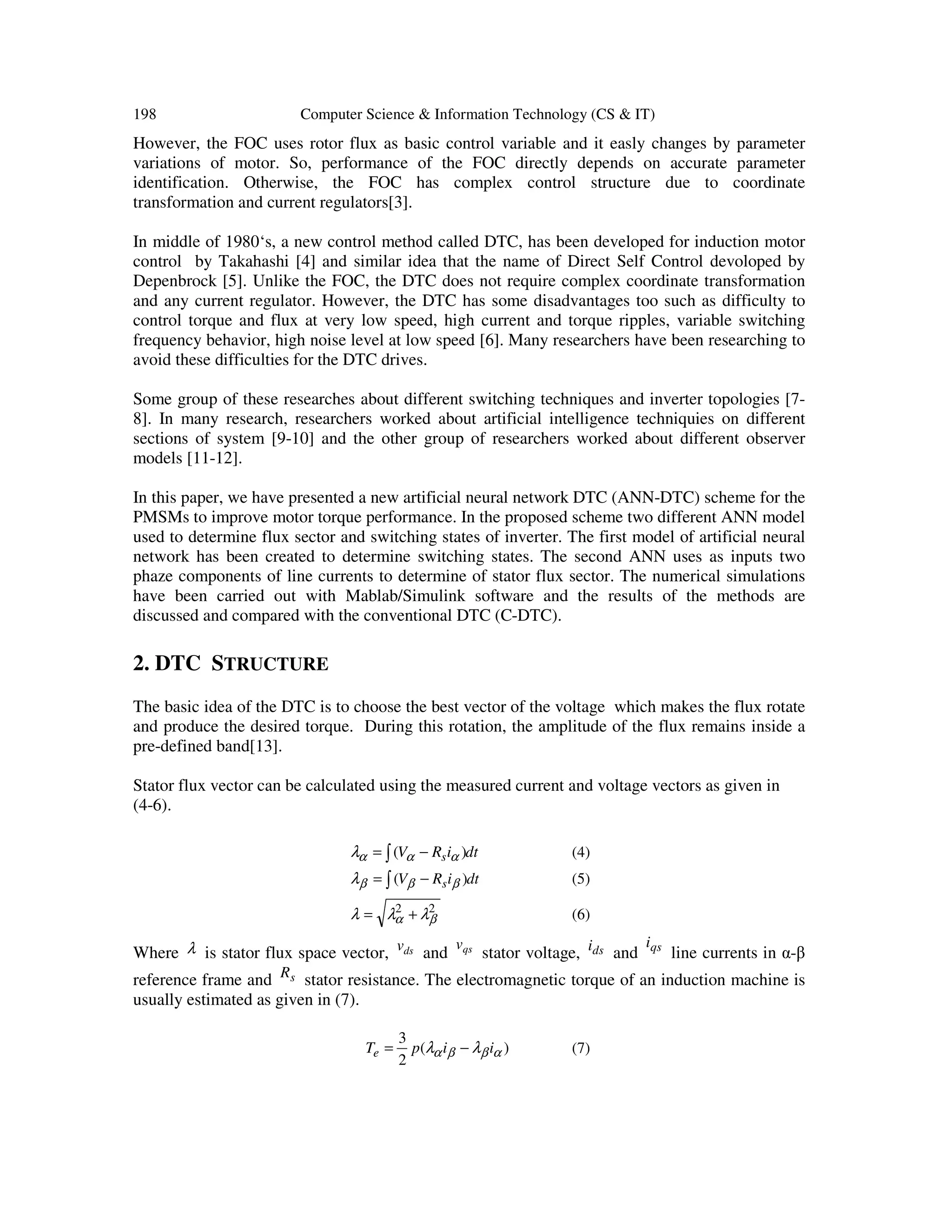 Investigation Of Artificial Neural Network Based Direct Torque Control For Pmsm By Numerical