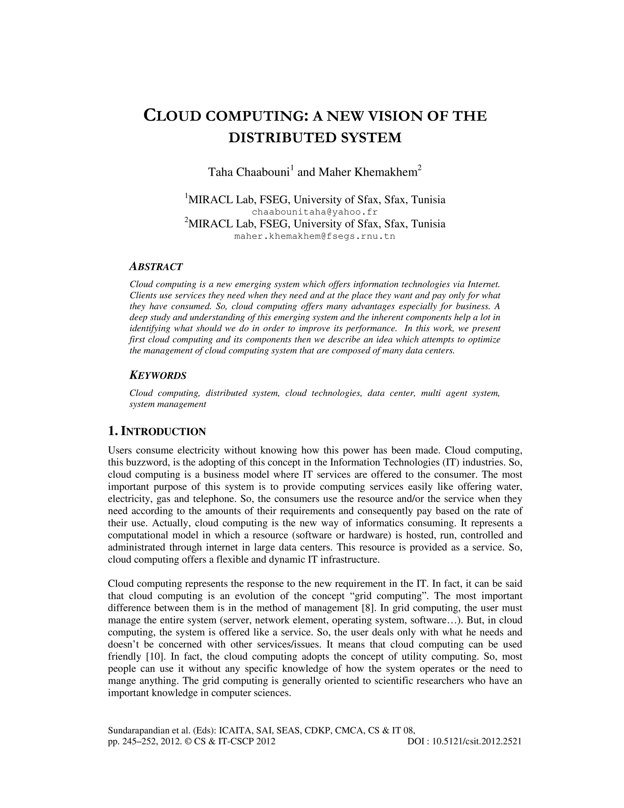 Cloud Computing A New Vision Of The Distributed System Pdf 
