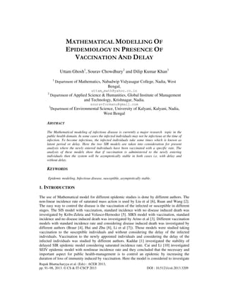 MATHEMATICAL MODELLING OF EPIDEMIOLOGY IN PRESENCE OF VACCINATION AND ...