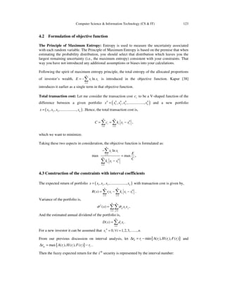 ENTROPY-COST RATIO MAXIMIZATION MODEL FOR EFFICIENT STOCK PORTFOLIO SELECTION USING INTERVAL ...