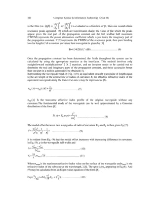 COMPARATIVE STUDY ON BENDING LOSS BETWEEN DIFFERENT S-SHAPED WAVEGUIDE BENDS USING MATRIX METHOD ...