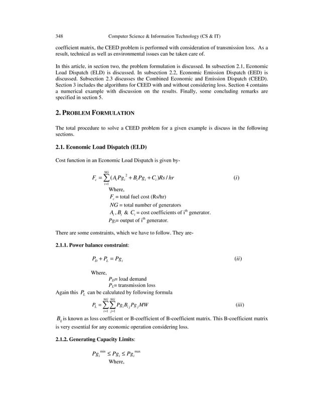 COMBINED ECONOMIC AND EMISSION DISPATCH WITH AND WITHOUT CONSIDERING TRANSMISSION LOSS | PDF