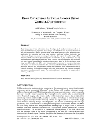 EDGE DETECTION IN RADAR IMAGES USING WEIBULL DISTRIBUTION | PDF