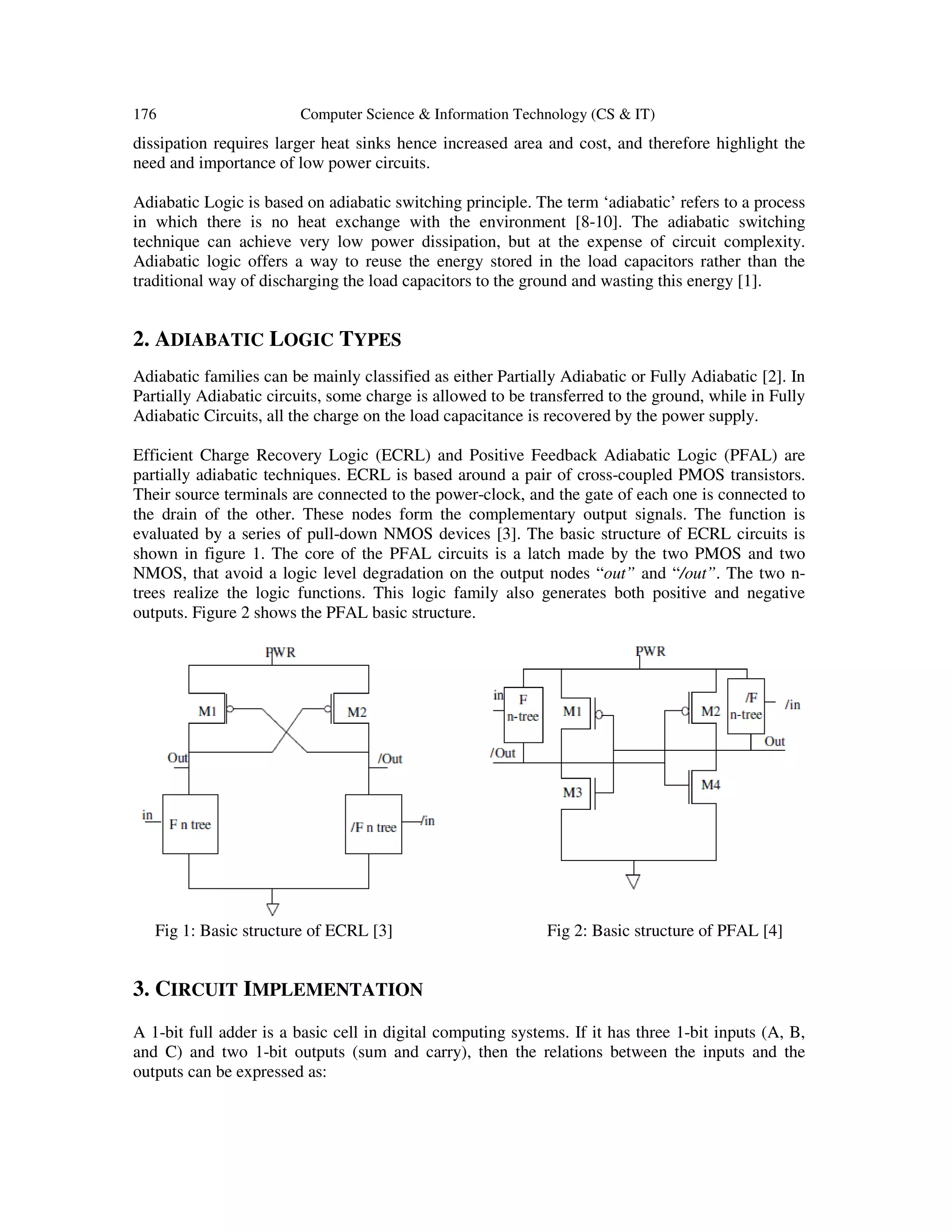 SEMI ADIABATIC ECRL AND PFAL FULL ADDER | PDF