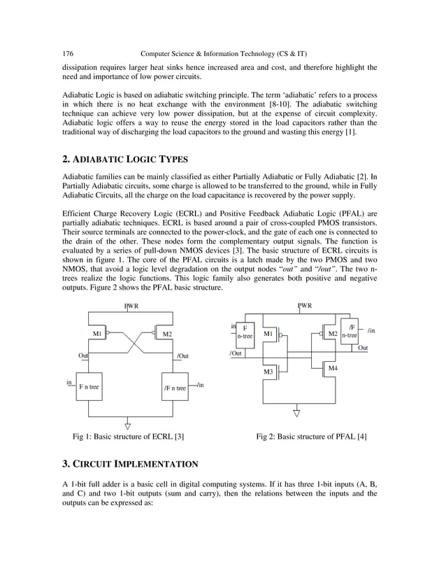 SEMI ADIABATIC ECRL AND PFAL FULL ADDER | PDF