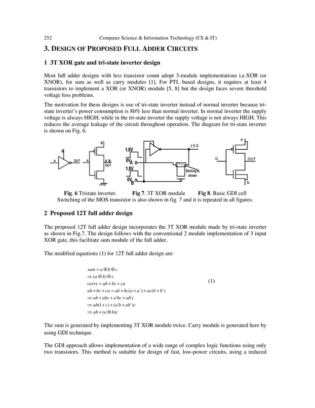 LOW POWER-AREA GDI & PTL TECHNIQUES BASED FULL ADDER DESIGNS | PDF