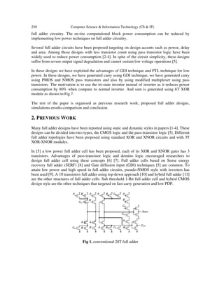 LOW POWER-AREA GDI & PTL TECHNIQUES BASED FULL ADDER DESIGNS | PDF