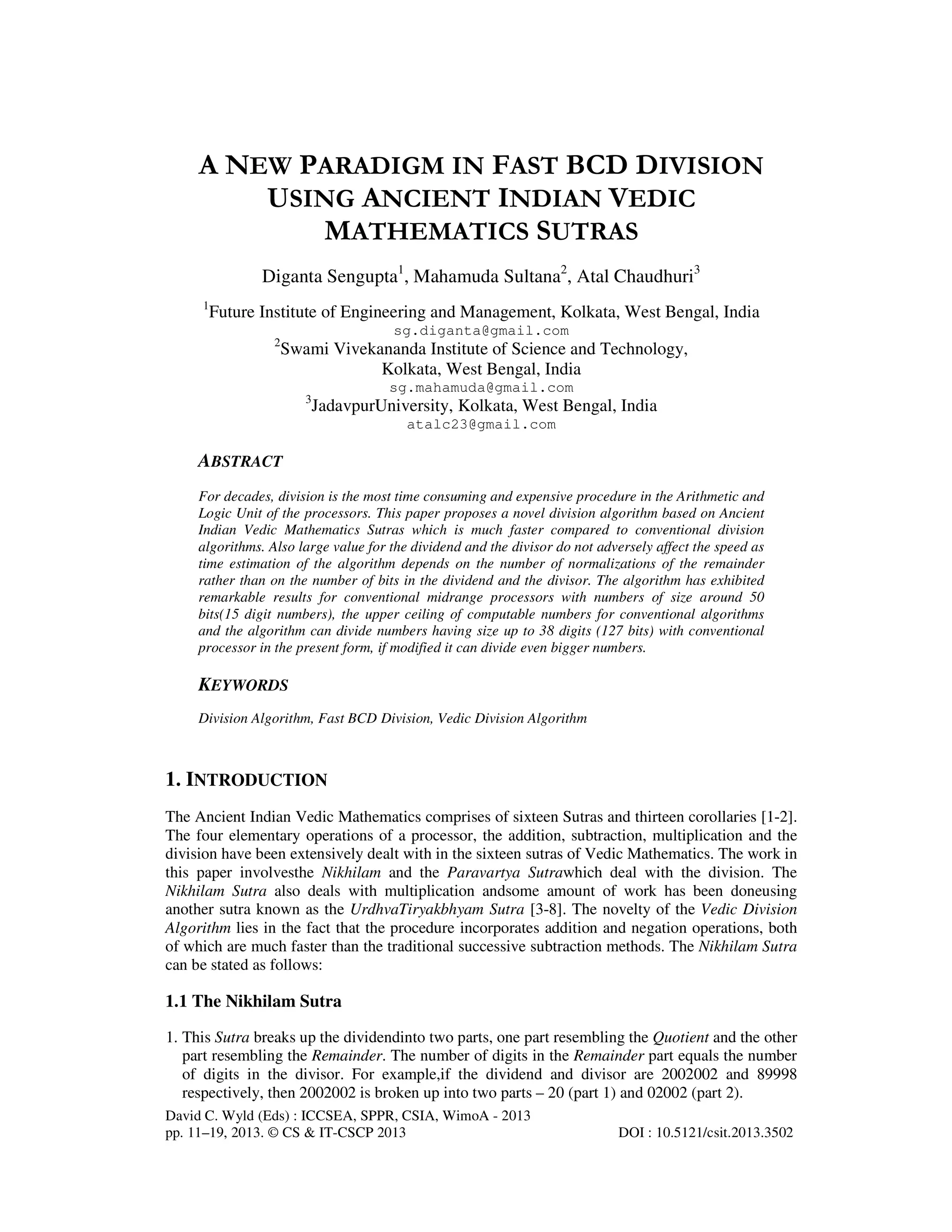 A NEW PARADIGM IN FAST BCD DIVISION USING ANCIENT INDIAN VEDIC ...