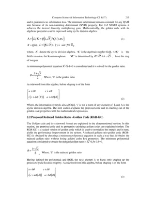 MODIFIED GOLDEN CODES FOR IMPROVED ERROR RATES THROUGH LOW COMPLEX ...