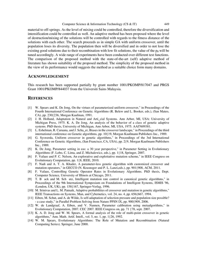 ADAPTATION OF PARAMETRIC UNIFORM CROSSOVER IN GENETIC ALGORITHM | PDF