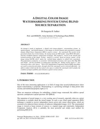 A DIGITAL COLOR IMAGE WATERMARKING SYSTEM USING BLIND SOURCE SEPARATION | PDF