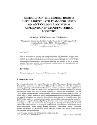 RESEARCH ON THE MOBILE ROBOTS INTELLIGENT PATH PLANNING BASED ON ANT ...