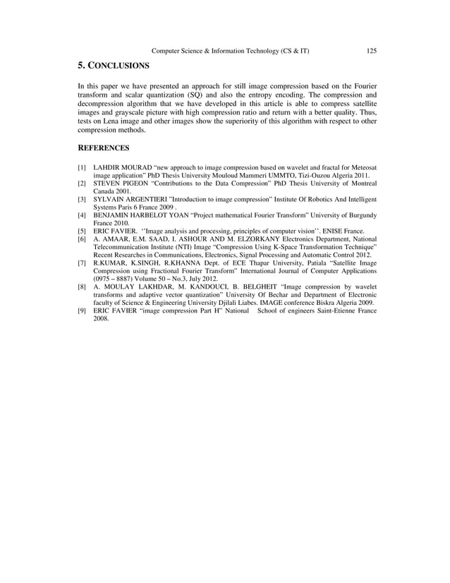 THE FOURIER TRANSFORM FOR SATELLITE IMAGE COMPRESSION | PDF