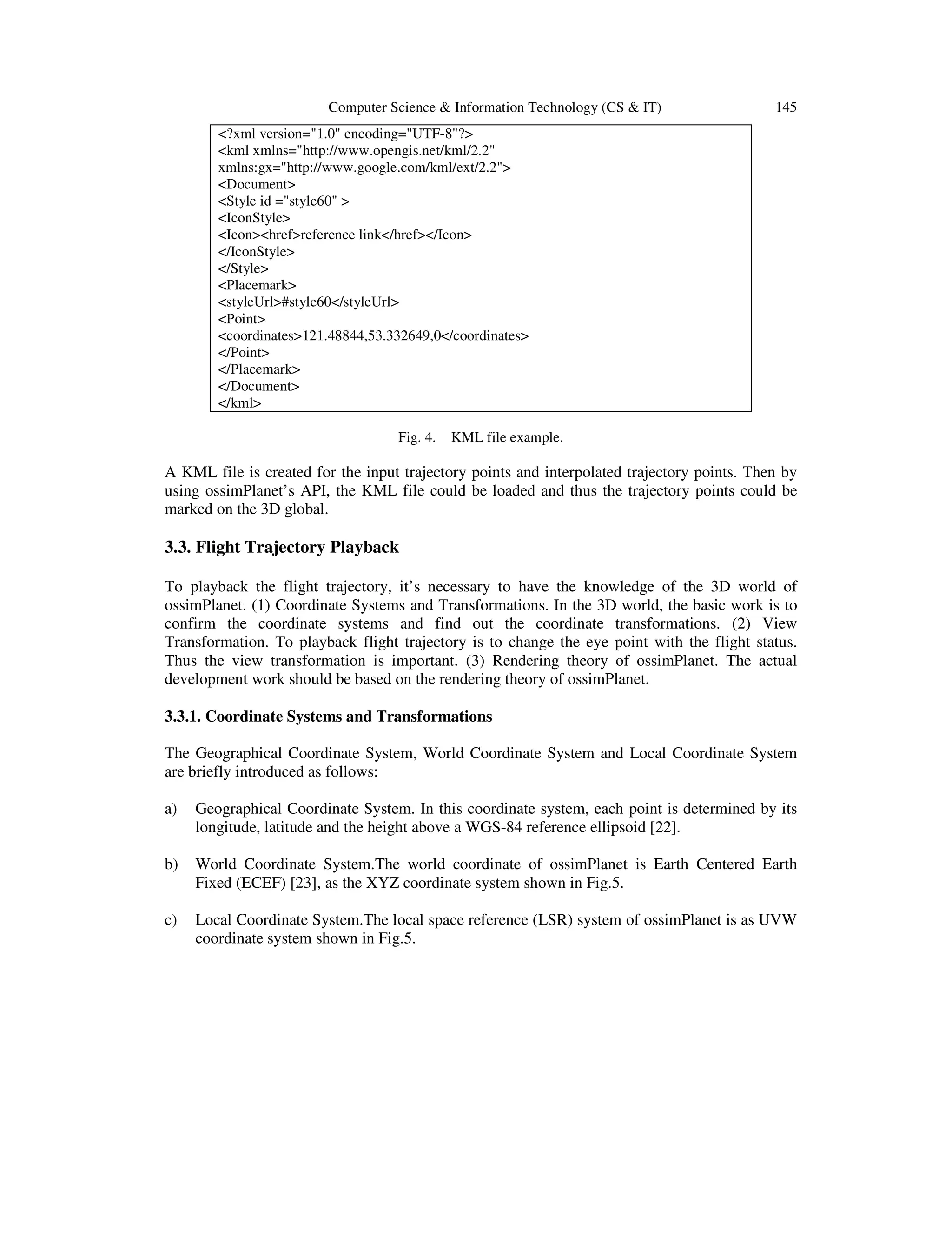 FLIGHT TRAJECTORY RECREATION AND PLAYBACK SYSTEM OF AERIAL MISSION ...