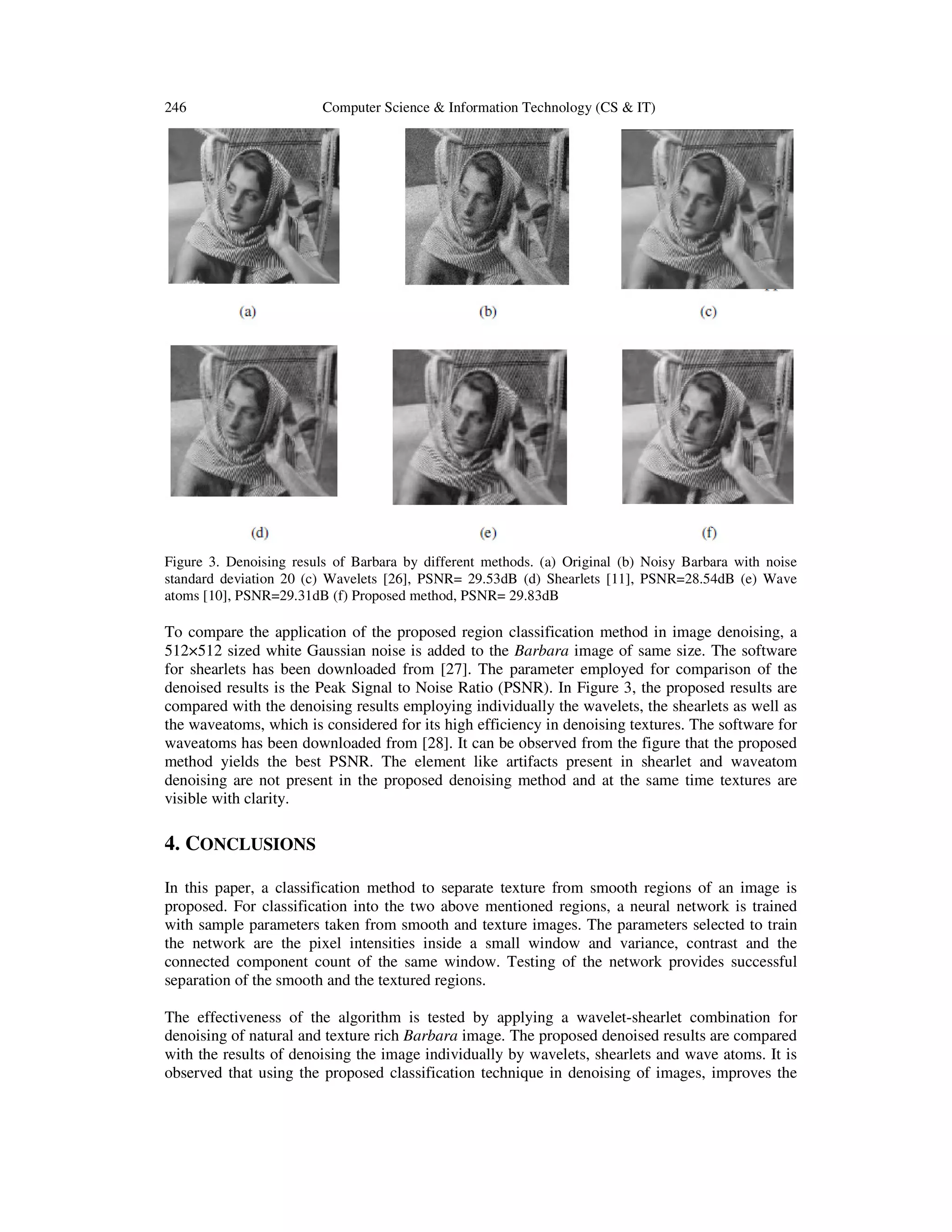 REGION CLASSIFICATION BASED IMAGE DENOISING USING SHEARLET AND WAVELET TRANSFORMS | PDF