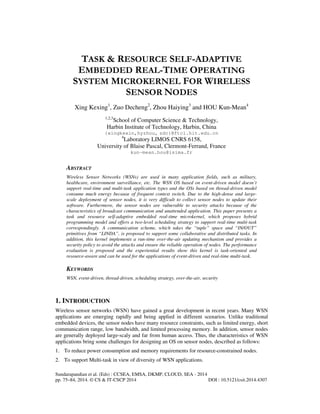 TASK & RESOURCE SELF-ADAPTIVE EMBEDDED REAL-TIME OPERATING SYSTEM MICROKERNEL FOR WIRELESS ...