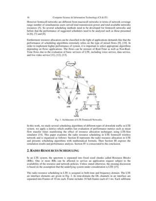 PERFORMANCE ANALYSIS OF RESOURCE SCHEDULING IN LTE FEMTOCELLS NETWORKS | PDF
