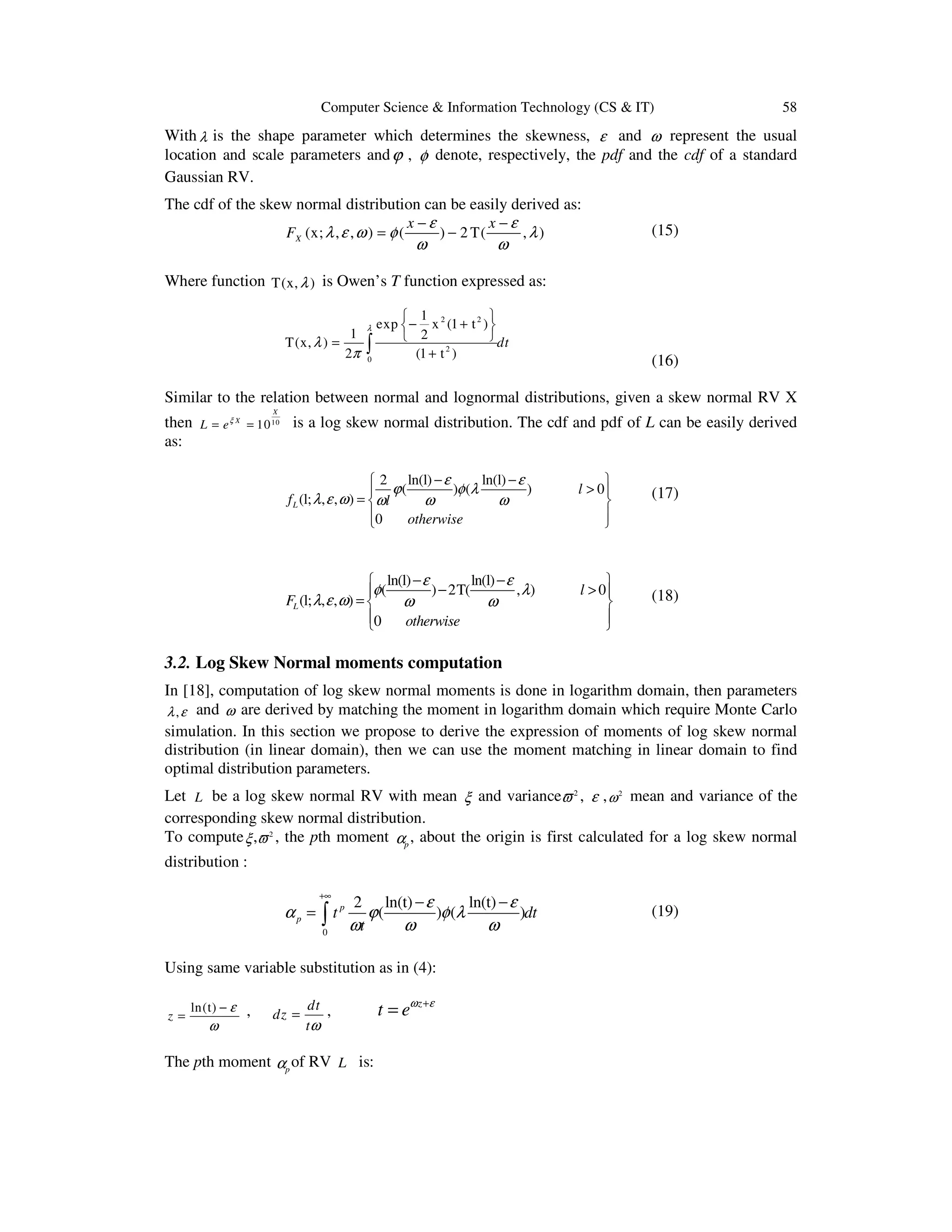 Fitting The Log Skew Normal To The Sum Of Independent Lognormals Distribution Pdf