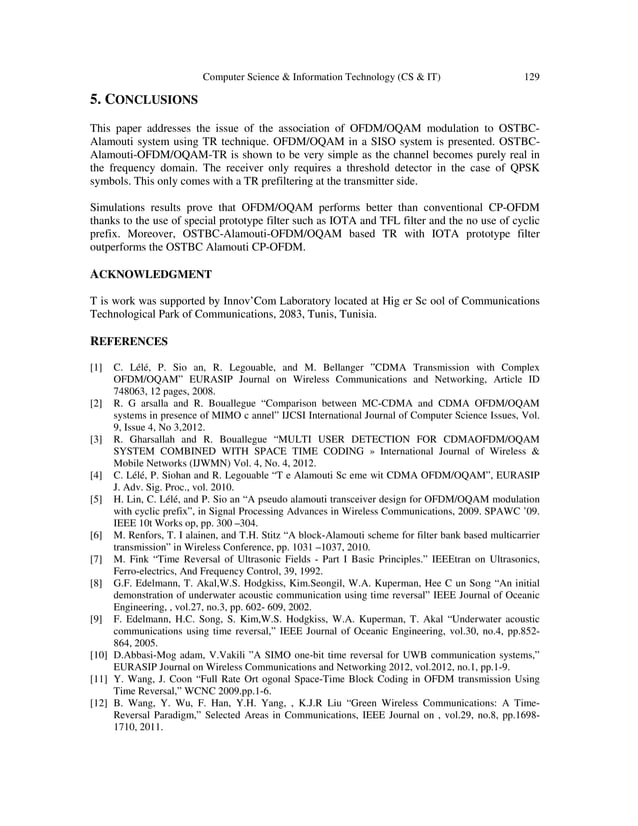 ALAMOUTI OFDM/OQAM SYSTEMS WITH TIME REVERSAL TECHNIQUE | PDF