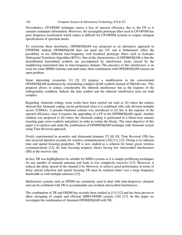 ALAMOUTI OFDM/OQAM SYSTEMS WITH TIME REVERSAL TECHNIQUE | PDF