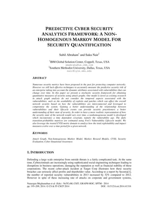 PREDICTIVE CYBER SECURITY ANALYTICS FRAMEWORK: A NONHOMOGENOUS MARKOV MODEL FOR SECURITY ...