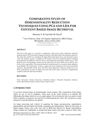 Comparing PCA and LDA Dimensionality Reduction Techniques for CBIR | PDF