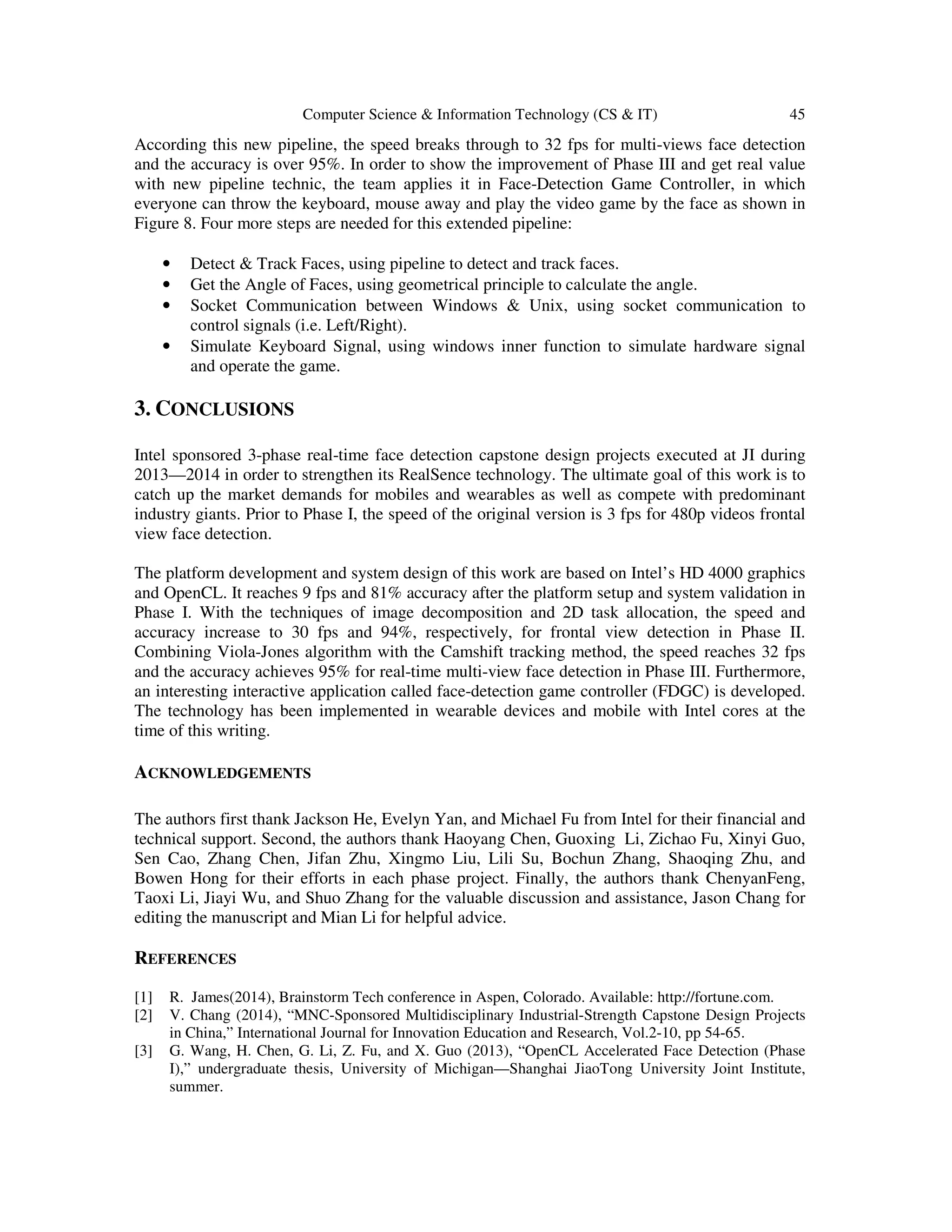 Design And Implementation Of Intel Sponsored Real Time Multiview Face