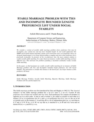 STABLE MARRIAGE PROBLEM WITH TIES AND INCOMPLETE BOUNDED LENGTH ...