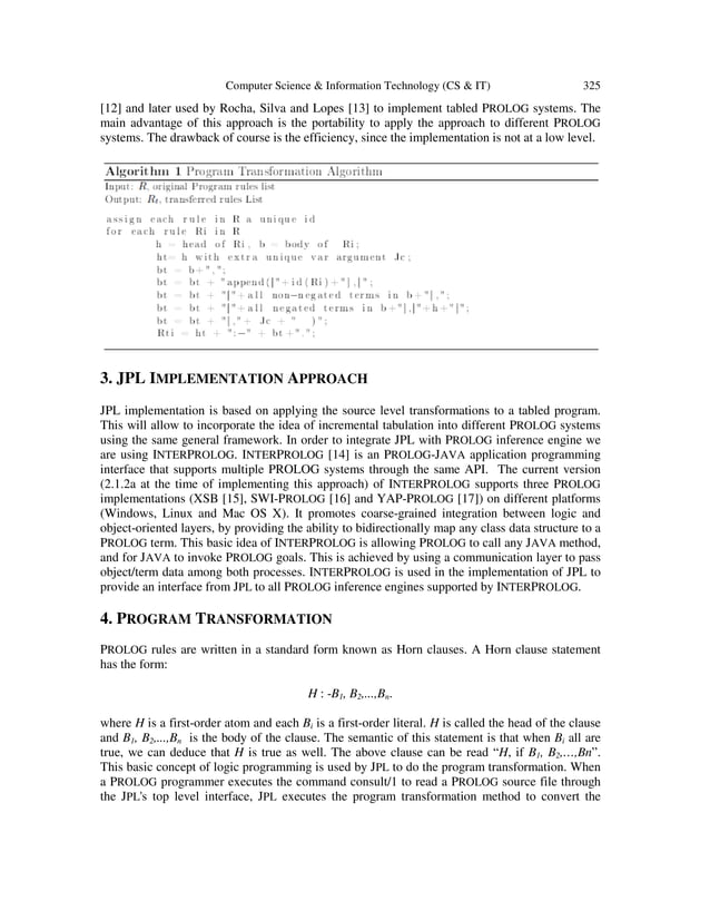 Jpl Implementation Of A Prolog System Supporting Incremental Tabulation Pdf