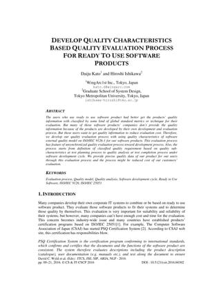 DEVELOP QUALITY CHARACTERISTICS BASED QUALITY EVALUATION PROCESS FOR ...