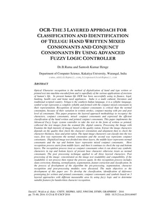 OCR-THE 3 LAYERED APPROACH FOR CLASSIFICATION AND IDENTIFICATION OF ...
