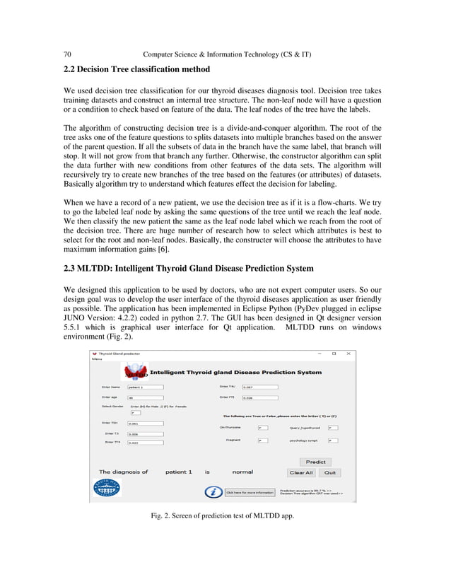 MLTDD : USE OF MACHINE LEARNING TECHNIQUES FOR DIAGNOSIS OF THYROID GLAND DISORDER | PDF ...