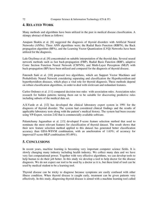 MLTDD : USE OF MACHINE LEARNING TECHNIQUES FOR DIAGNOSIS OF THYROID ...