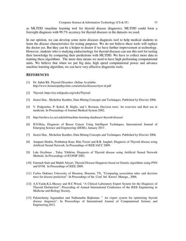 MLTDD : USE OF MACHINE LEARNING TECHNIQUES FOR DIAGNOSIS OF THYROID GLAND DISORDER | PDF ...