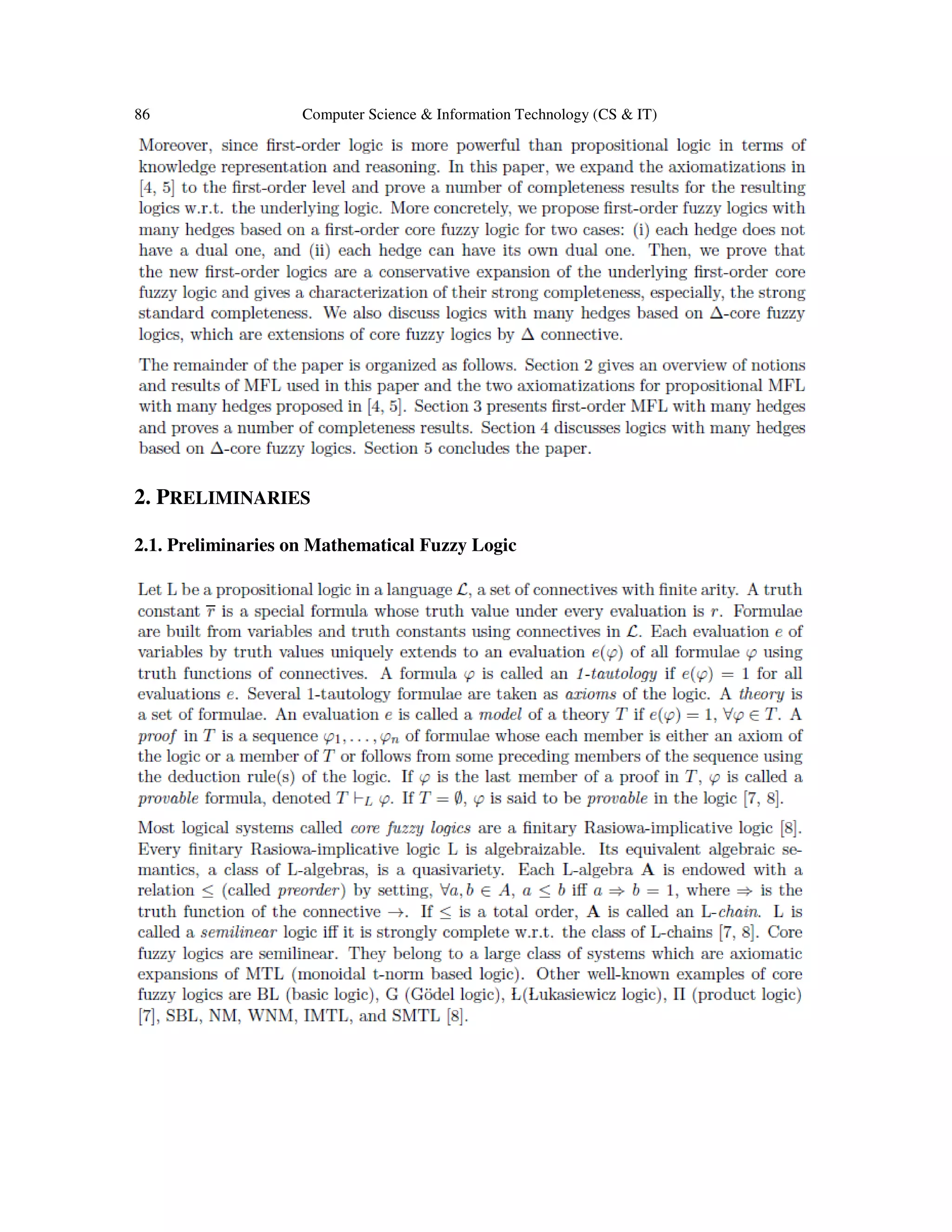 FIRST-ORDER MATHEMATICAL FUZZY LOGIC WITH HEDGES | PDF