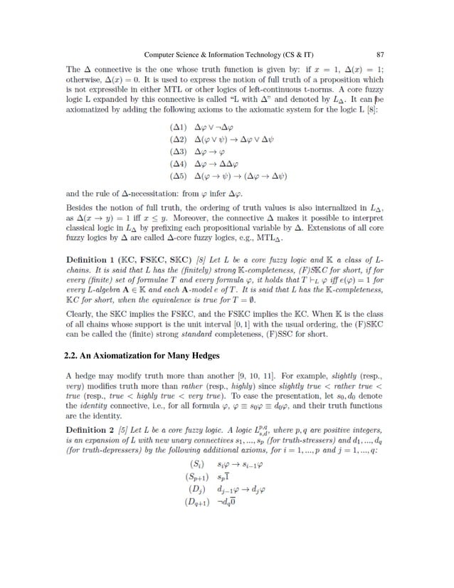 FIRST-ORDER MATHEMATICAL FUZZY LOGIC WITH HEDGES | PDF
