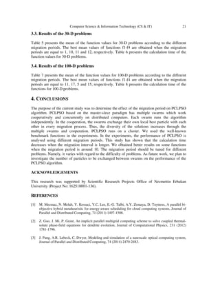 EFFECTS OF THE DIFFERENT MIGRATION PERIODS ON PARALLEL MULTI-SWARM PSO | PDF