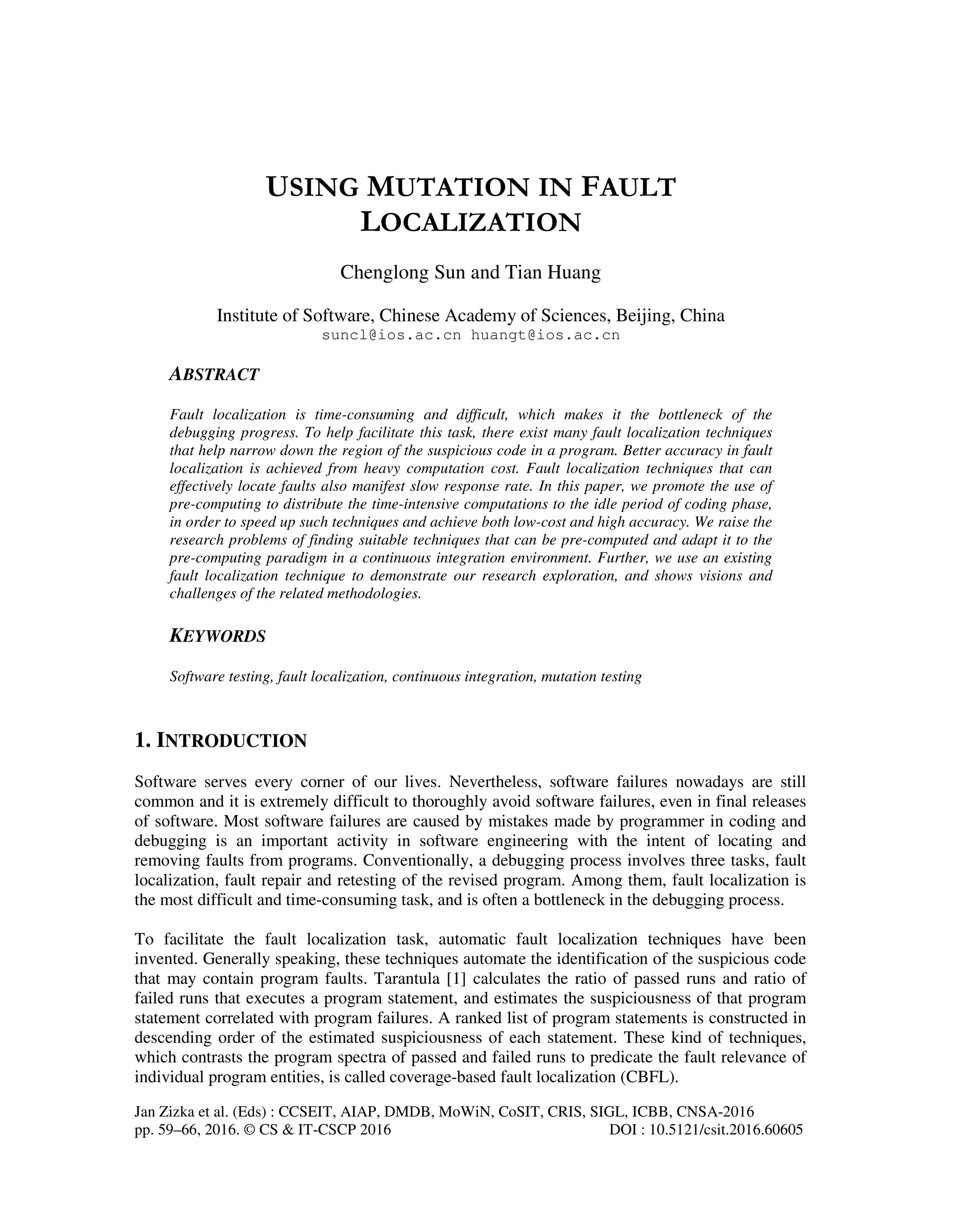USING MUTATION IN FAULT LOCALIZATION | PDF