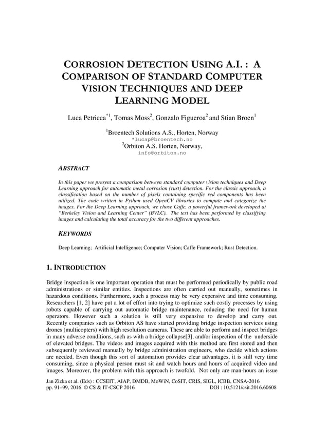 Corrosion Detection Using A I A Comparison Of Standard Computer Vision Techniques And Deep