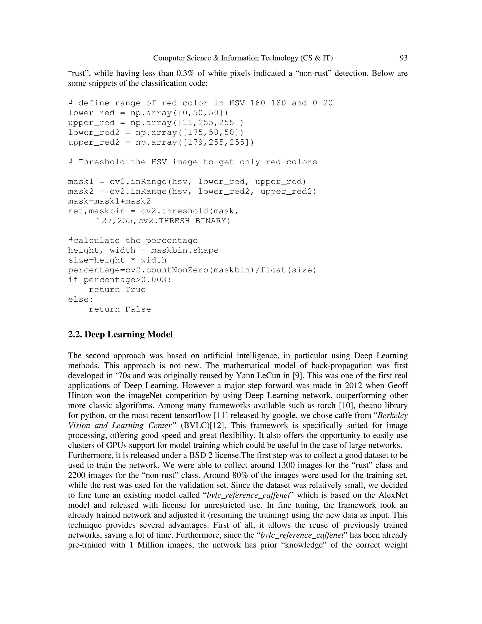 Corrosion Detection Using A I A Comparison Of Standard Computer Vision Techniques And Deep