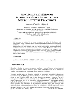 NONLINEAR EXTENSION OF ASYMMETRIC GARCH MODEL WITHIN NEURAL NETWORK FRAMEWORK | PDF