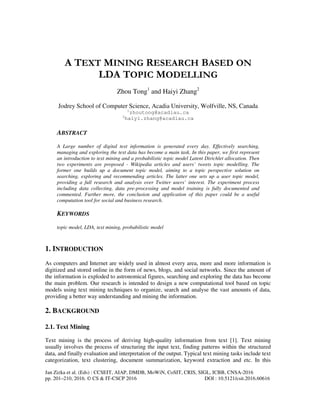 A TEXT MINING RESEARCH BASED ON LDA TOPIC MODELLING | PDF