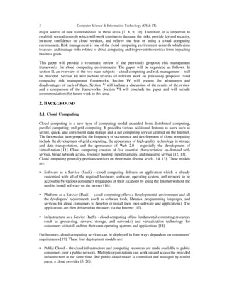 A SURVEY ON SECURITY RISK MANAGEMENT FRAMEWORKS IN CLOUD COMPUTING | PDF