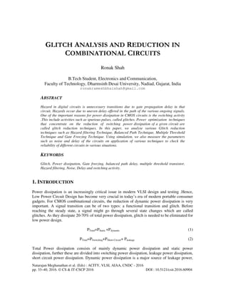 Glitch Analysis and Reduction in Combinational Circuits | PDF
