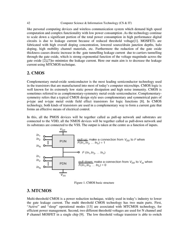 Analysis of CMOS and MTCMOS Circuits Using 250 Nano Meter Technology | PDF