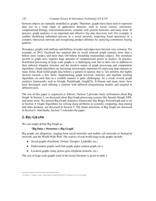 BIG GRAPH: TOOLS, TECHNIQUES, ISSUES, CHALLENGES AND FUTURE DIRECTIONS | PDF