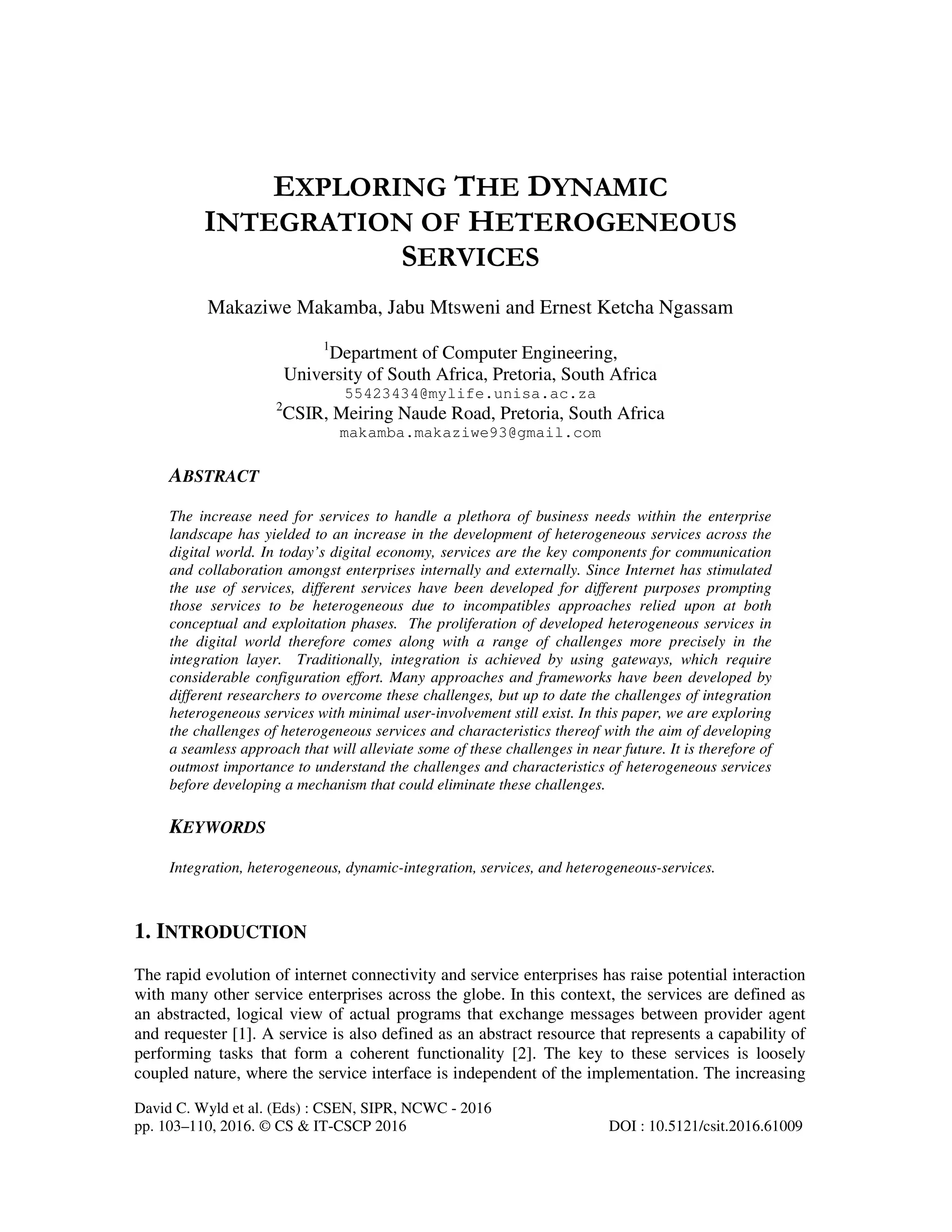 Exploring The Dynamic Integration of Heterogeneous Services | PDF