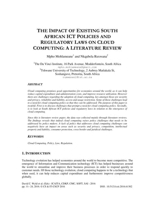 THE IMPACT OF EXISTING SOUTH AFRICAN ICT POLICIES AND REGULATORY LAWS ...
