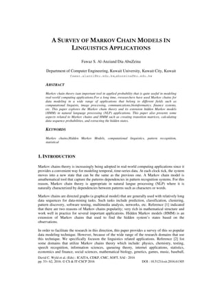 A SURVEY OF MARKOV CHAIN MODELS IN LINGUISTICS APPLICATIONS | PDF | Physics | Science