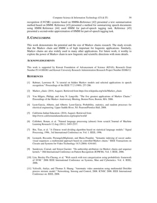 A SURVEY OF MARKOV CHAIN MODELS IN LINGUISTICS APPLICATIONS | PDF